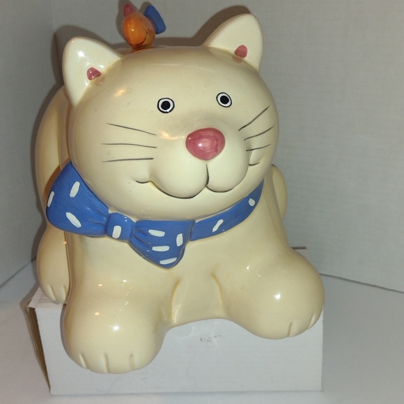 Dining | Vintage Yellow Cat And Orange Fish Ceramic Cookie Jar Coco Dowley | Poshmark